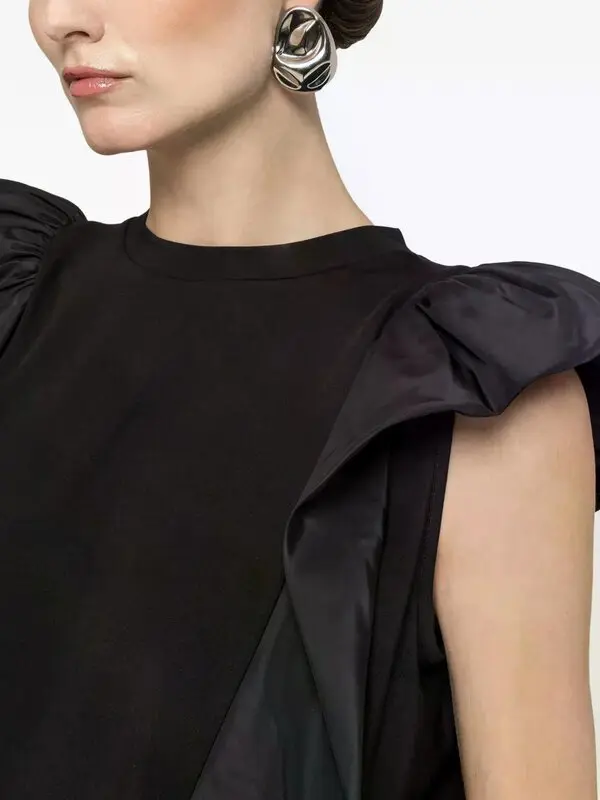 NISSA Sleeveless Ruffled Top With Panel Detail
