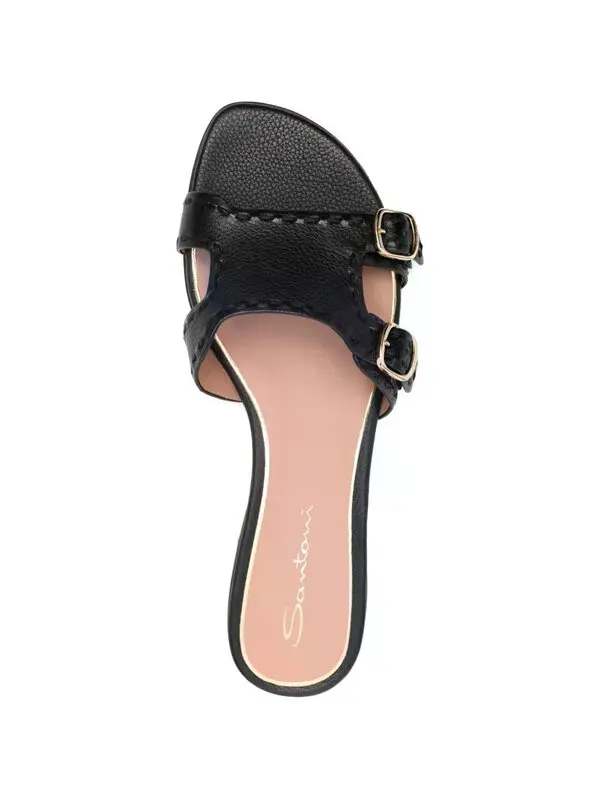 Santoni Buckled Open Toe Flat Sole Slides