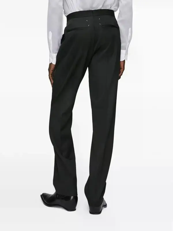 MAISON MARGIELA Wool Front Crease Trousers - Black
