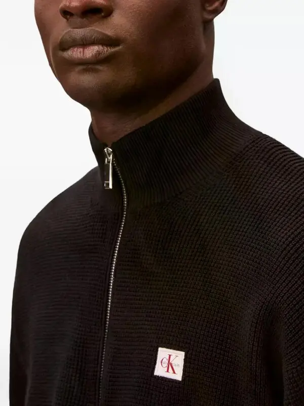 Calvin Klein Waffle Knit Zip-up Sweater