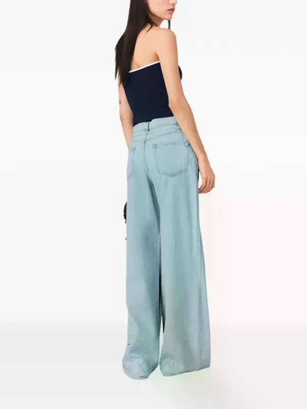 Maje Wide-leg Rhinestone Jeans