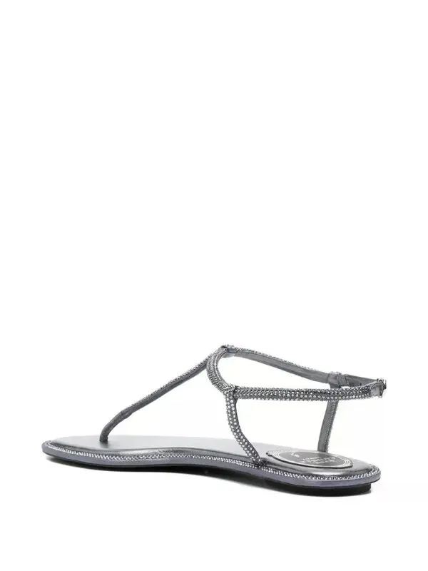 Rene Caovilla Embellished T-strap Flat Sandals - Silver