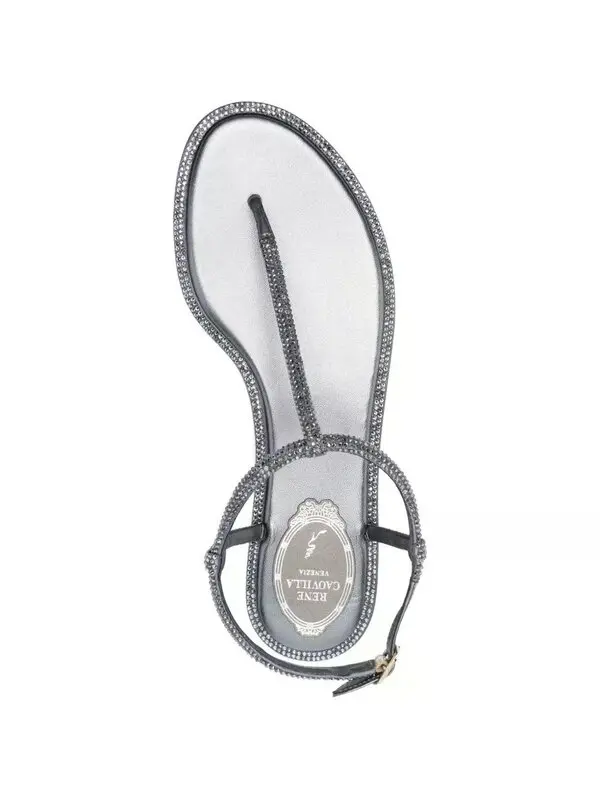 Rene Caovilla Embellished T-strap Flat Sandals - Silver