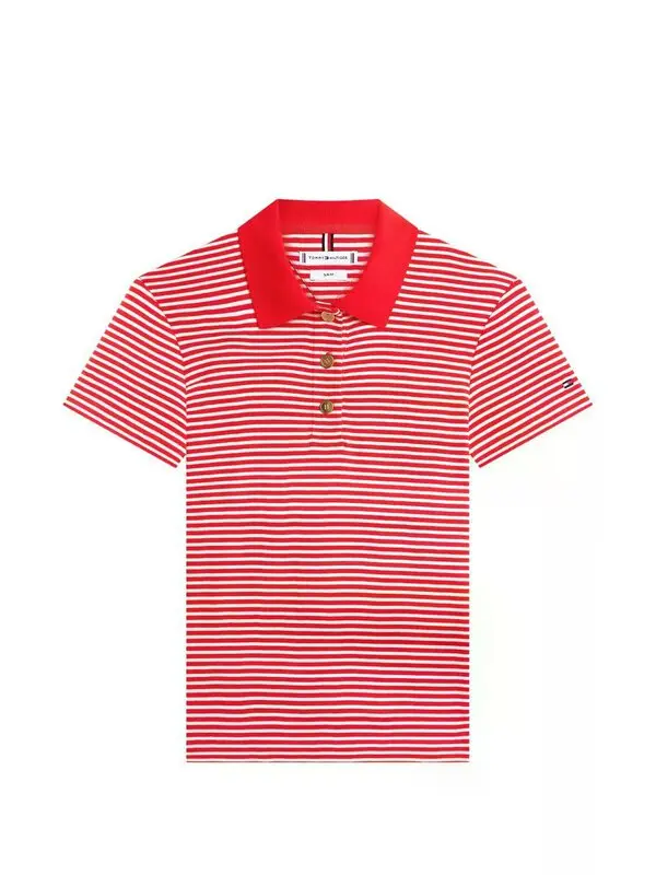 Tommy Hilfiger Striped Polo Top With Button Fastening