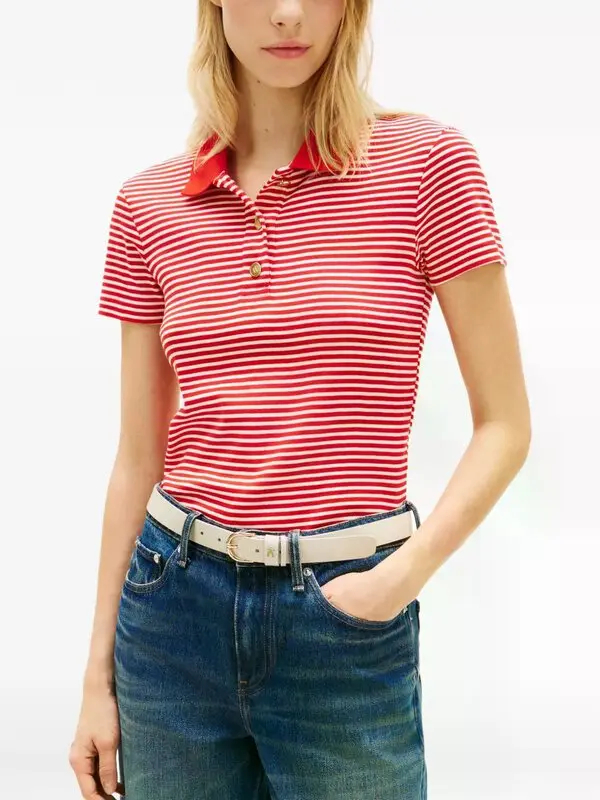 Tommy Hilfiger Striped Polo Top With Button Fastening