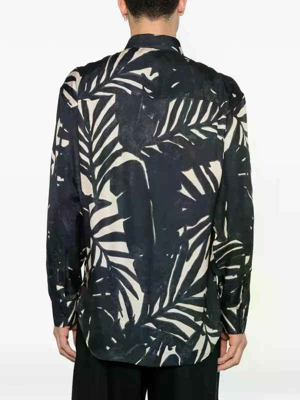Emporio Armani Leaf-print Long-sleeve Shirt
