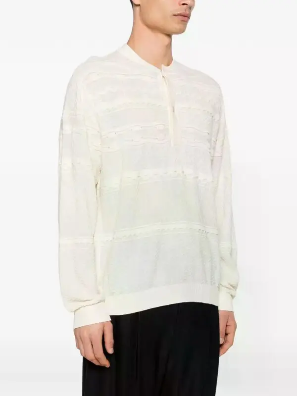 Emporio Armani Patterned Knit Button Placket Sweater
