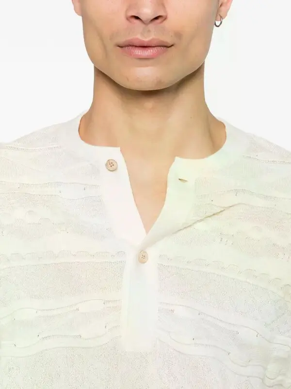 Emporio Armani Patterned Knit Button Placket Sweater
