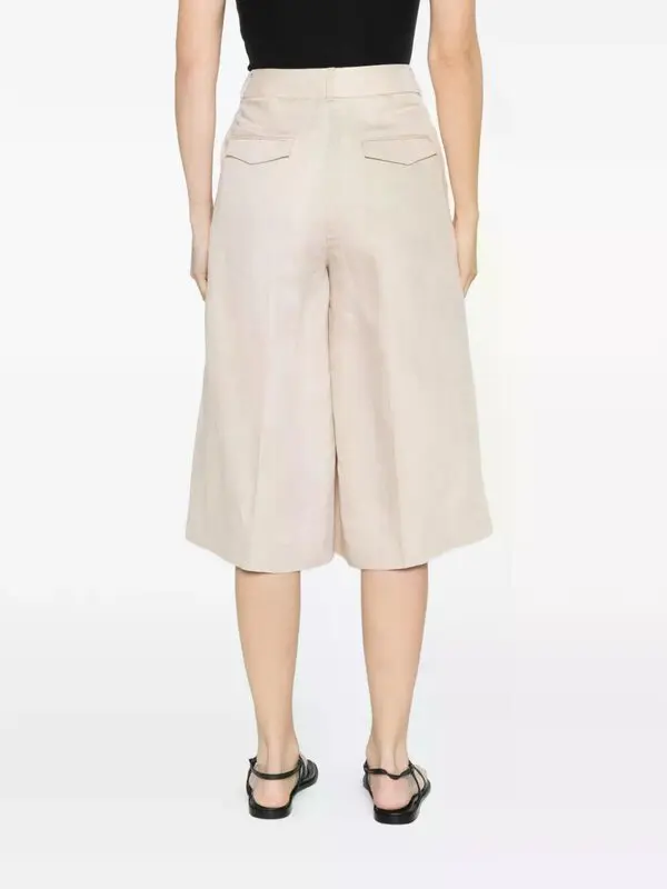 Peserico Birch Beige Front-pleat Wide-leg Shorts