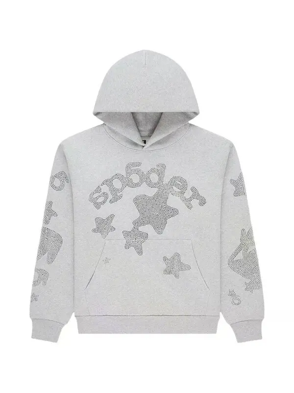 SP5DER Rhinestone-embellished Hoodie - Grey