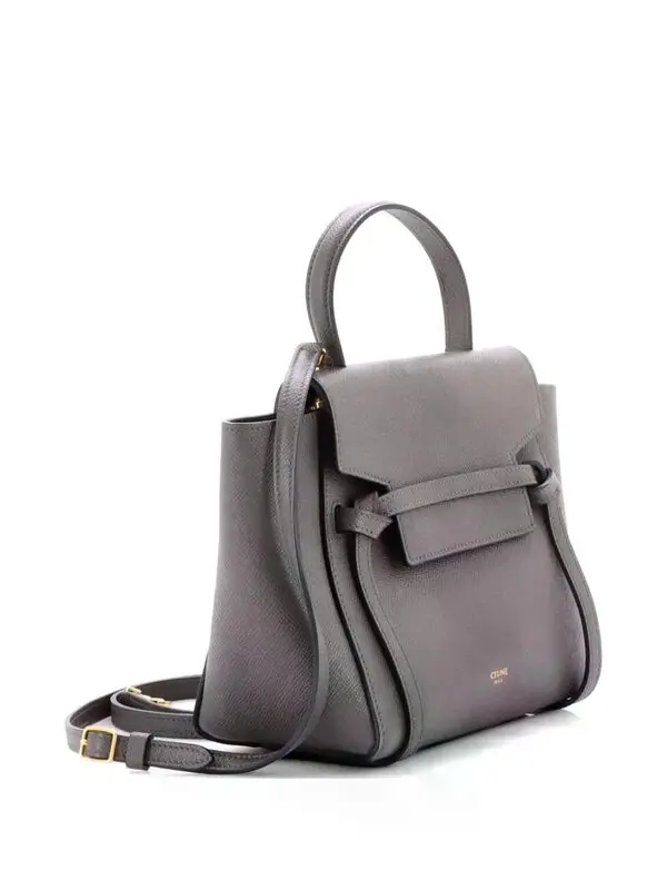 Celine Belt Bag Textured Leather Nano Shoulder Bag - Grey