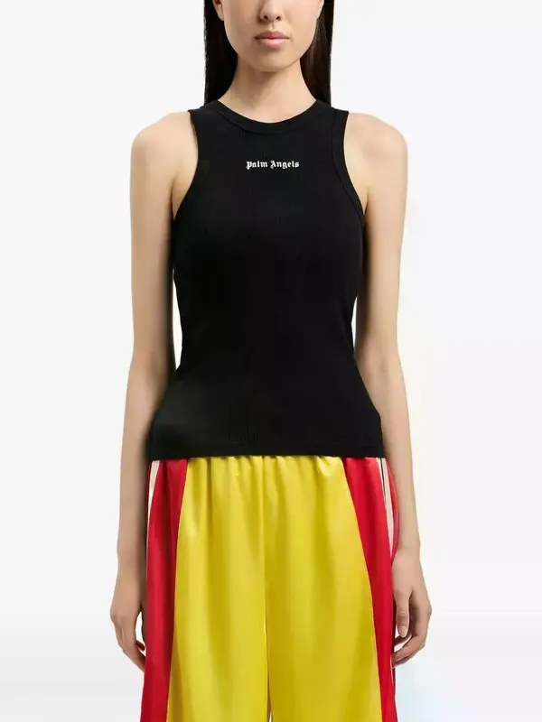 Palm Angels Classic Logo Ribbed Tank Top - Black