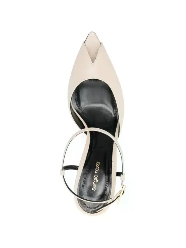 SERGIO ROSSI Beak Peep-toe Sandals - Neutrals