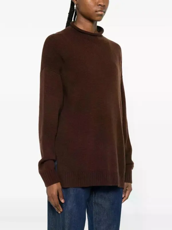 Eric Bompard Cashmere High Neck Sweater With Side Slits