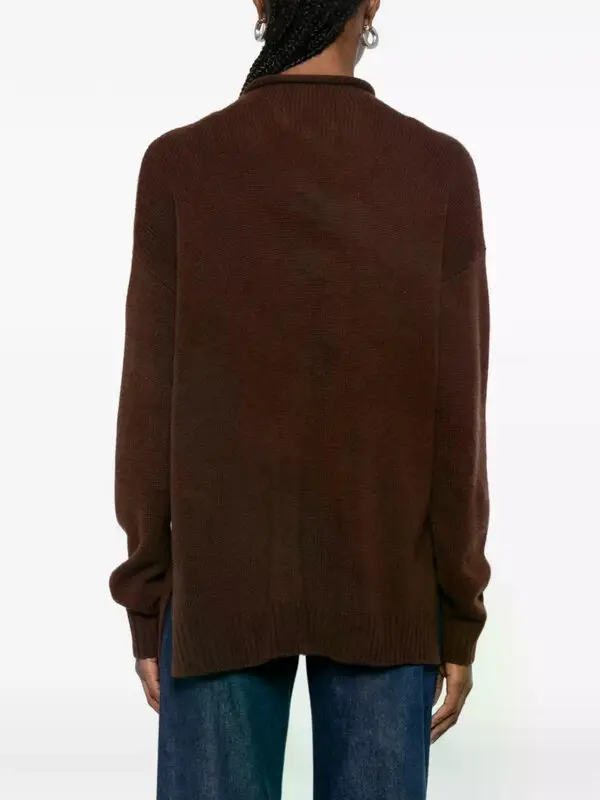 Eric Bompard Cashmere High Neck Sweater With Side Slits
