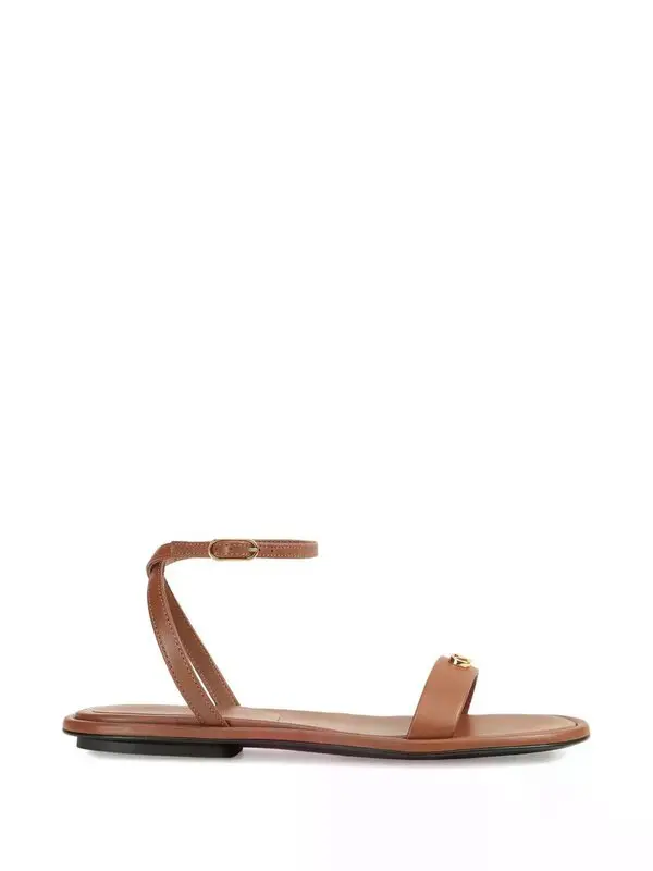 SERGIO ROSSI Logo Detail Ankle Strap Sandals - Brown