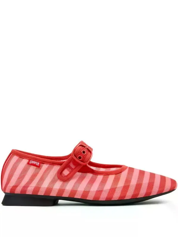 Camper Casi Myra Striped Buckle Flats - Red