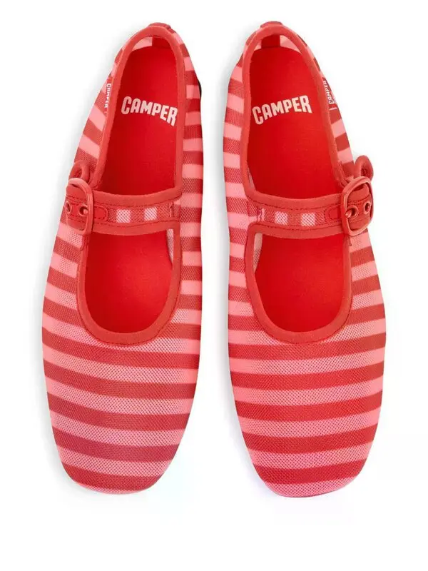 Camper Casi Myra Striped Buckle Flats - Red