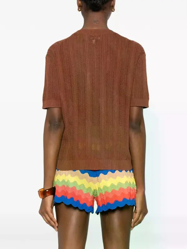 Eric Bompard Henna Pointelle Knit Round Neck T-shirt