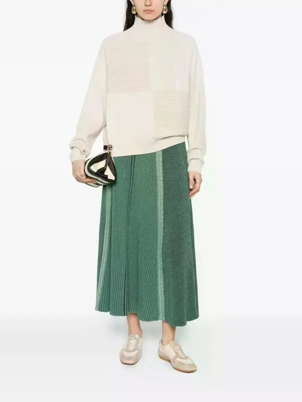 Eric Bompard Ottoman Ribbed Knit High Neck Long Sleeve Sweater - Neutrals