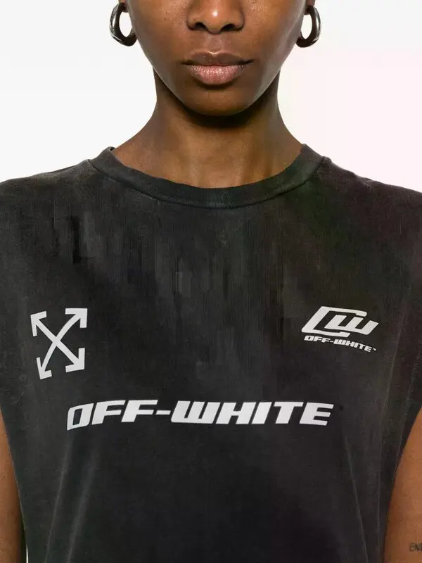 Off-White Marble-effect Logo-print Maxi Dress