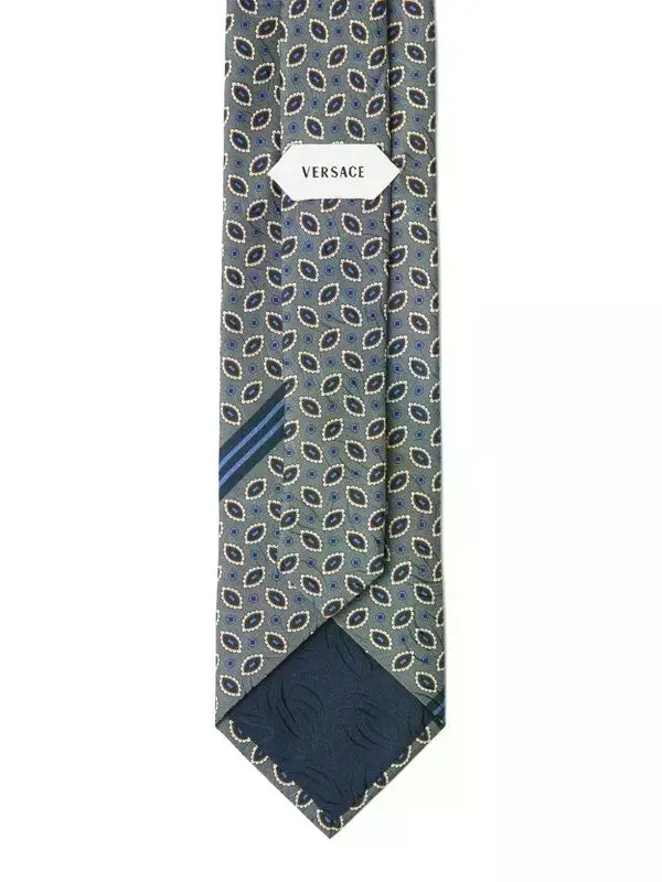 Versace Printed Jacquard Silk Tie - Grey