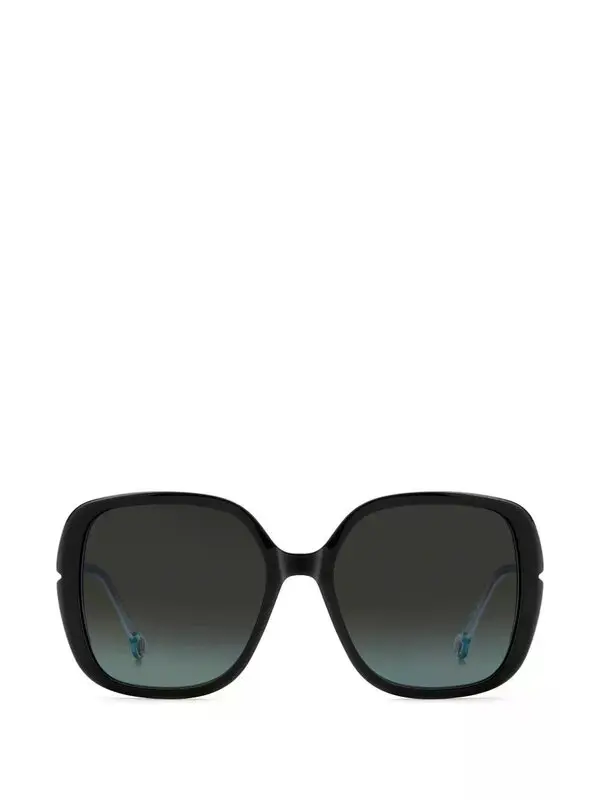 Carolina Herrera Square Frame Sunglasses With Gold Tone Hardware - Black