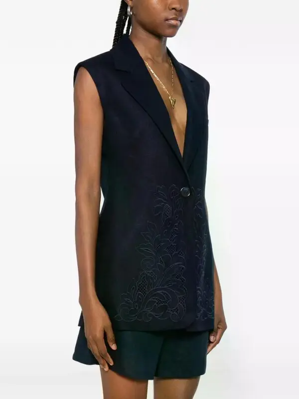 TWINSET Sleeveless Jacket With Floral Embroidery