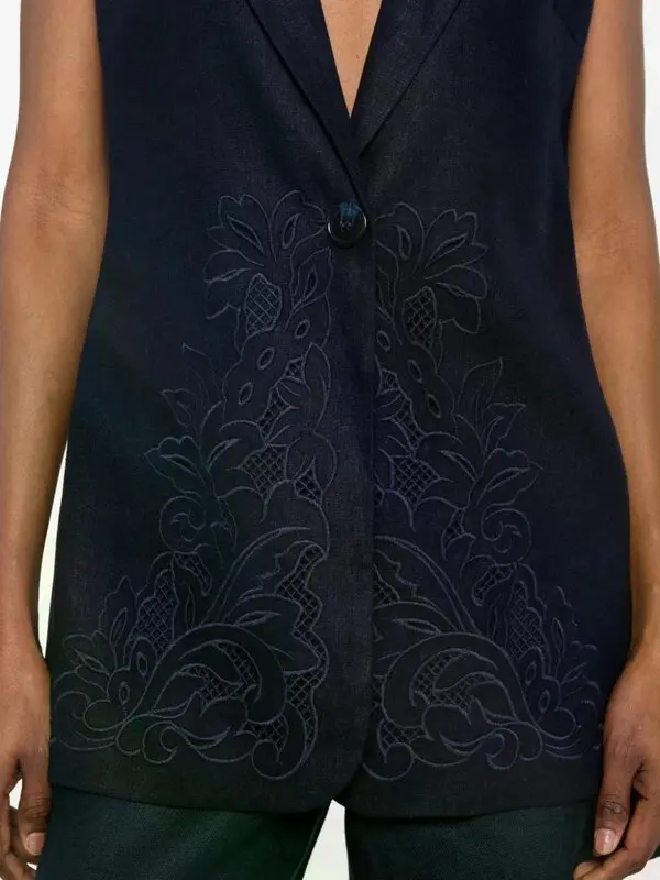 TWINSET Sleeveless Jacket With Floral Embroidery