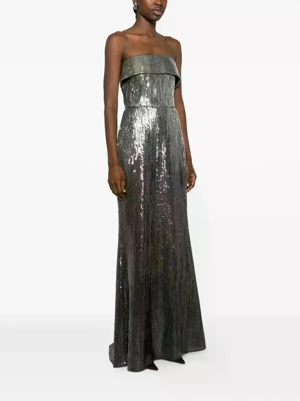 Elie Saab Sequin Embellished Strapless Maxi Dress