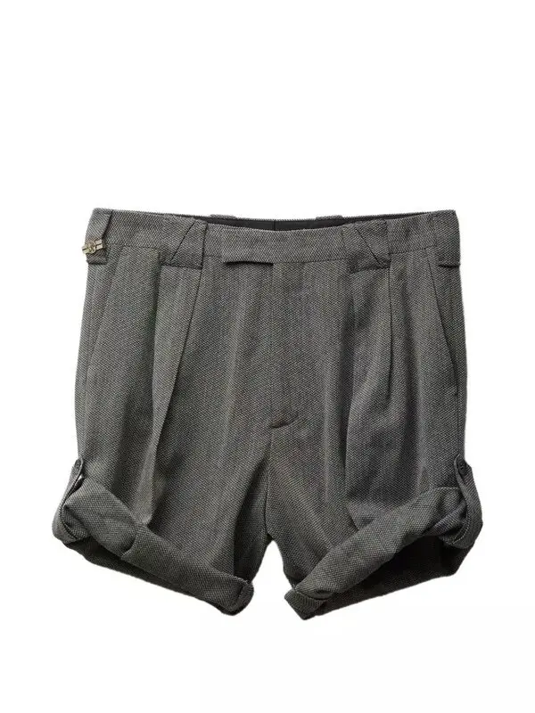 Versace Wool Crêpe Herringbone Formal Shorts - Grey