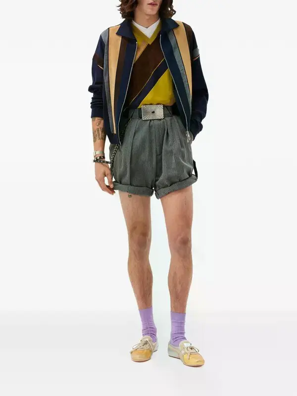 Versace Wool Crêpe Herringbone Formal Shorts - Grey