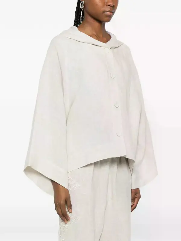 MAURIZIO BRASCHI Embroidered Hooded Linen Jacket