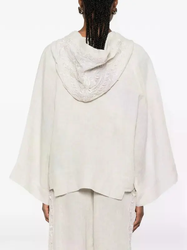 MAURIZIO BRASCHI Embroidered Hooded Linen Jacket