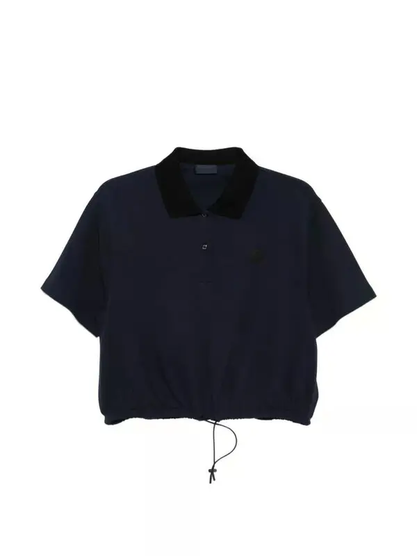 Moncler Drawstring Waistband Logo-patch Polo Shirt - Blue