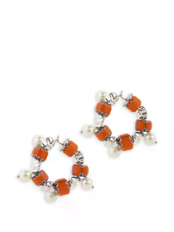 Dries Van Noten Beaded Hoop Earrings - Silver