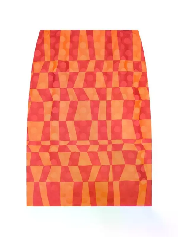 Dries Van Noten Geometric Print Midi Skirt - Orange