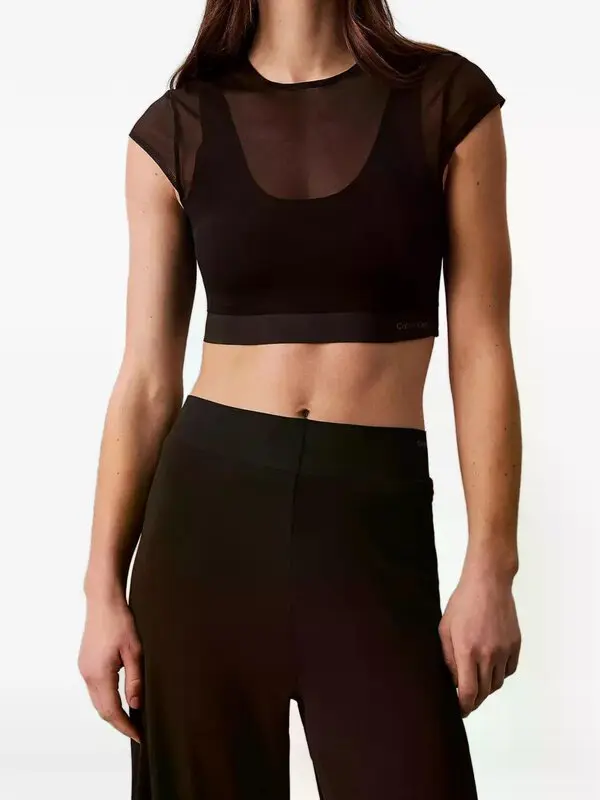 Calvin Klein Cropped Performance Sports Bra Top - Black
