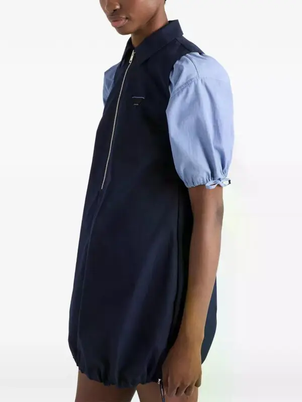 Prada Sleeveless Poplin Mini Dress With Drawstring Hem - Blue