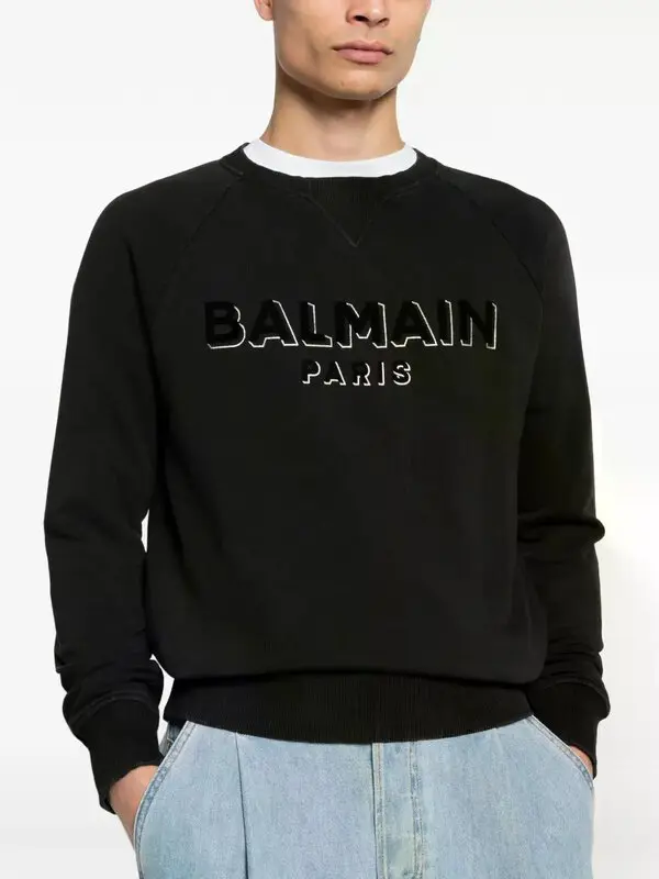 Balmain Logo Print Crewneck Sweatshirt