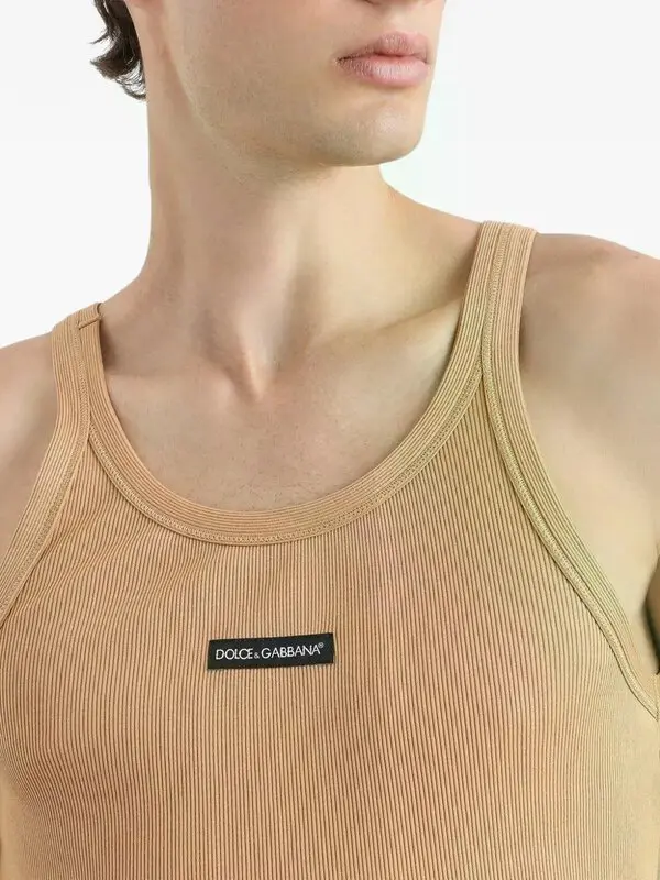 Dolce & Gabbana Ribbed Cotton Tank Top - Neutrals