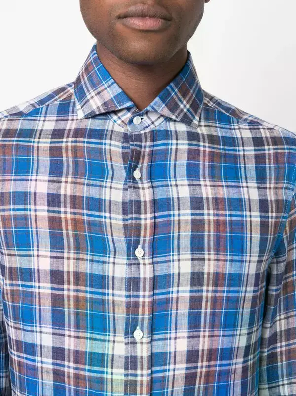 Brunello Cucinelli Check-pattern Linen Shirt