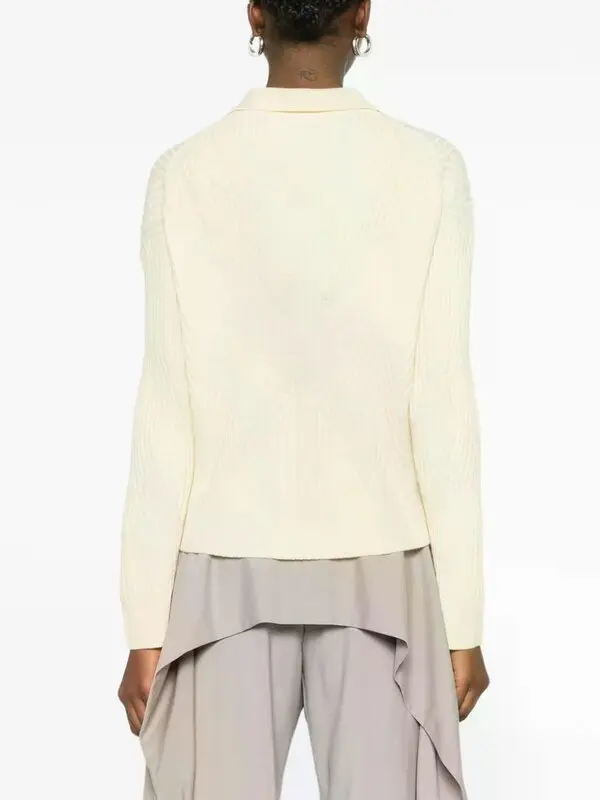 Eric Bompard Two-tone Ribbed Polo Top