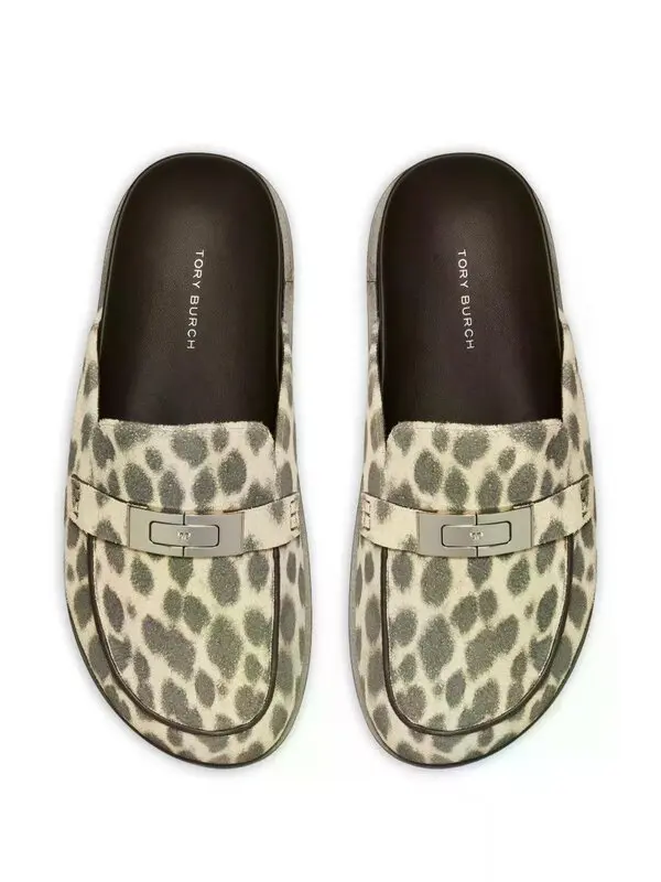 Tory Burch Printed Suede Mules With T-lock Hardware