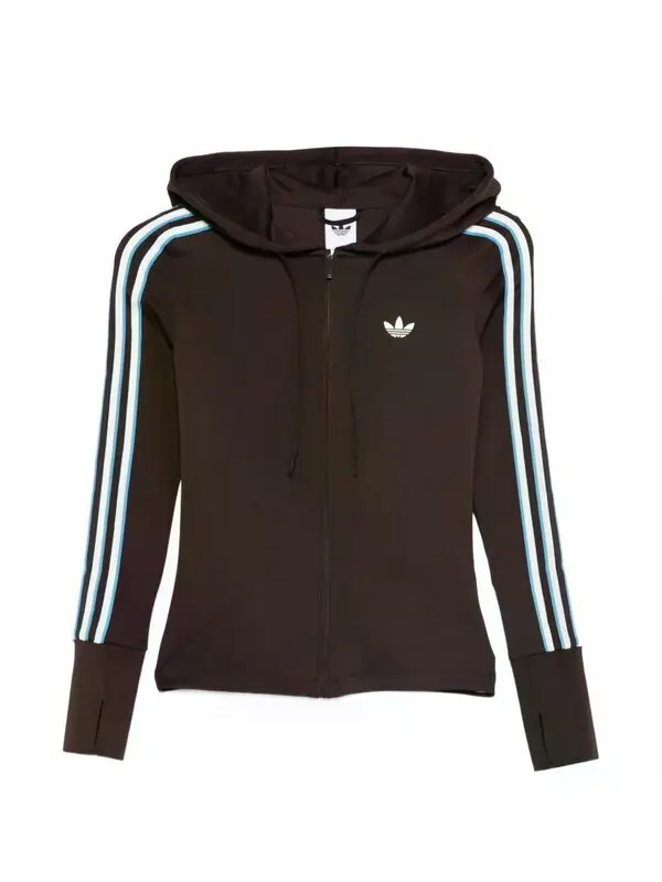 Adidas Logo Striped Hoodie - Brown