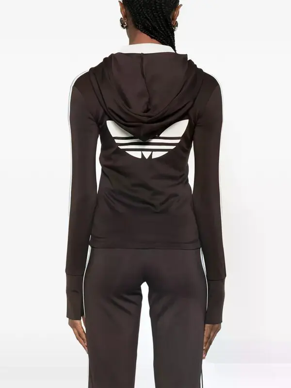 Adidas Logo Striped Hoodie - Brown