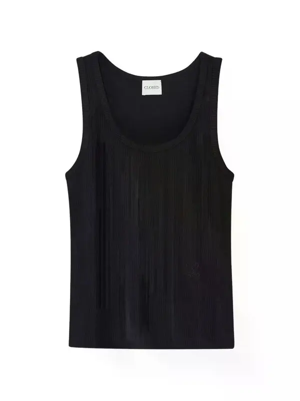 Closed Ribbed Tank Top - Black