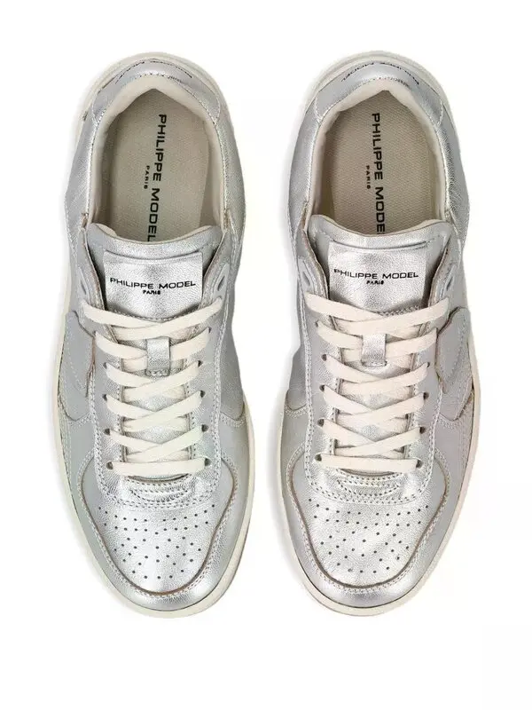 Philippe Model Perforated Low Trainers - Silver