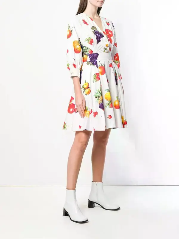 MSGM Fruit Print V-neck Dress