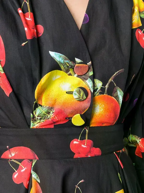 MSGM Fruit Print V-neck Dress